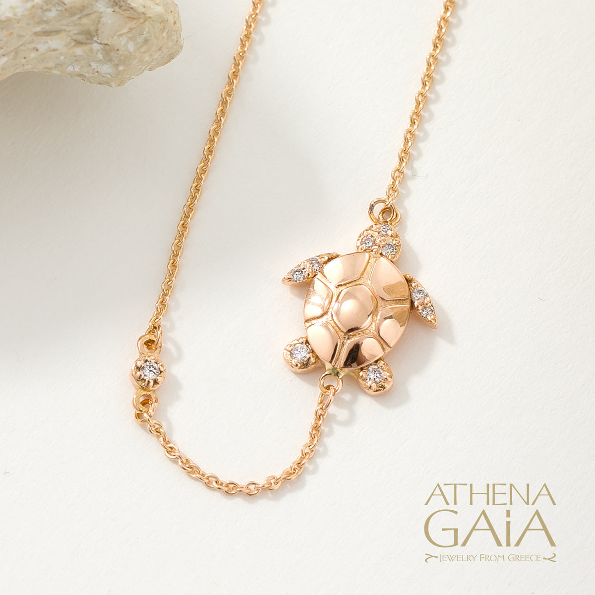 Golden Turtle With Diamonds Bracelet — Athena Gaia