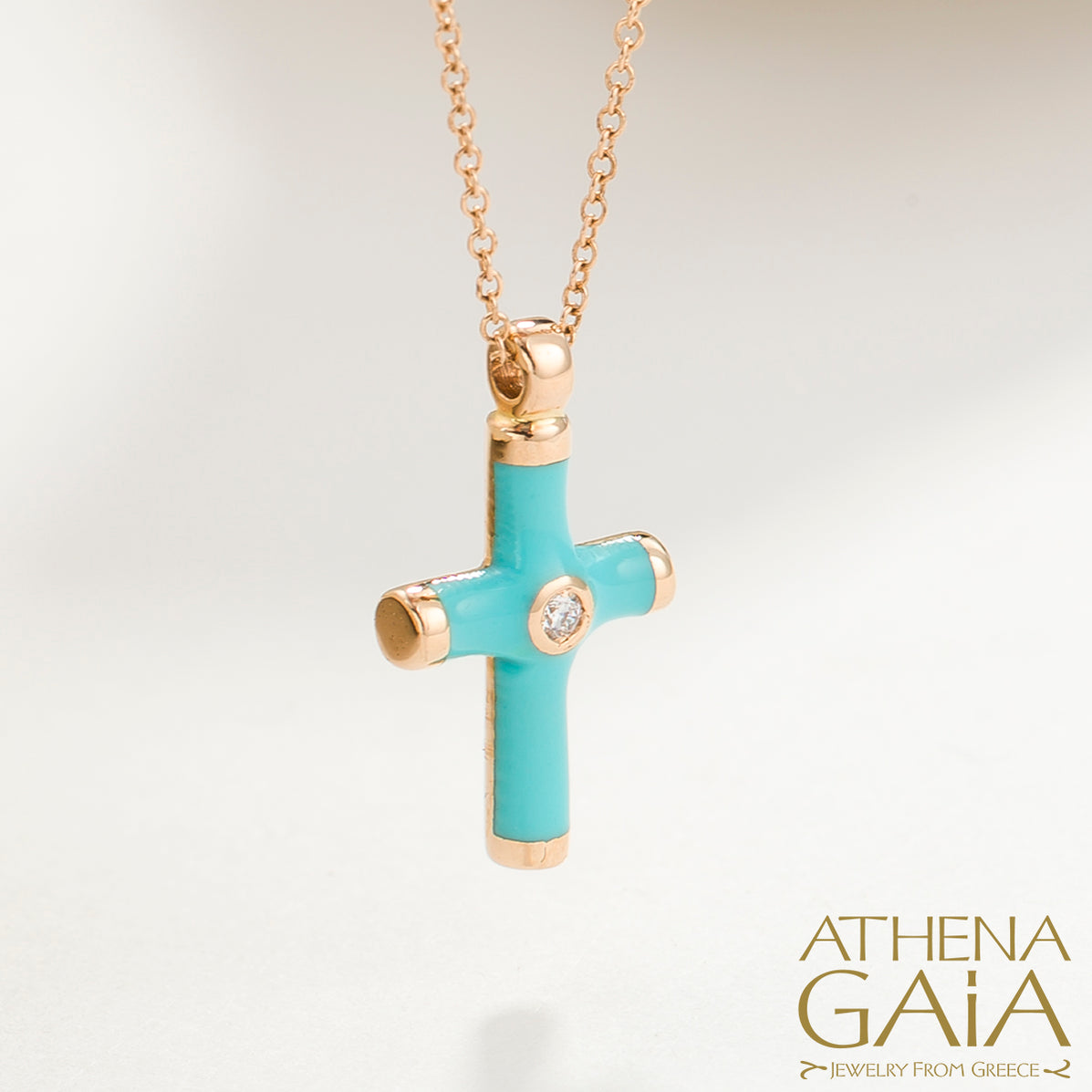 Enamel Cross Necklace - 18k Gold - Latin Cross — Athena Gaia