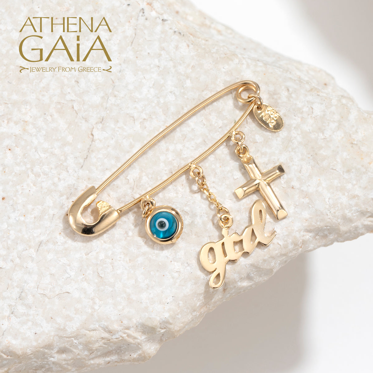 Girl/Boy Mati and Cross Filakto/Phylactery/Martyrika Pin — Athena Gaia
