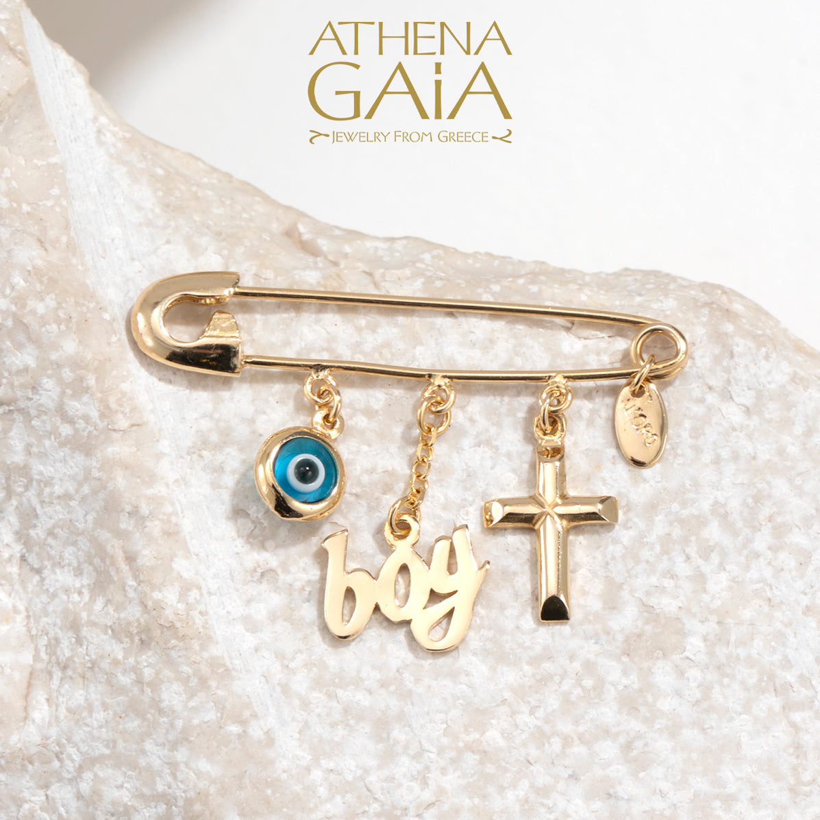 Girl/Boy Mati and Cross Filakto/Phylactery/Martyrika Pin — Athena Gaia