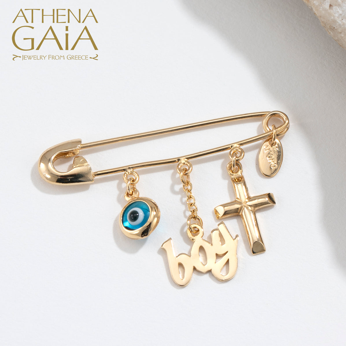 Girl/Boy Mati and Cross Filakto/Phylactery/Martyrika Pin — Athena Gaia