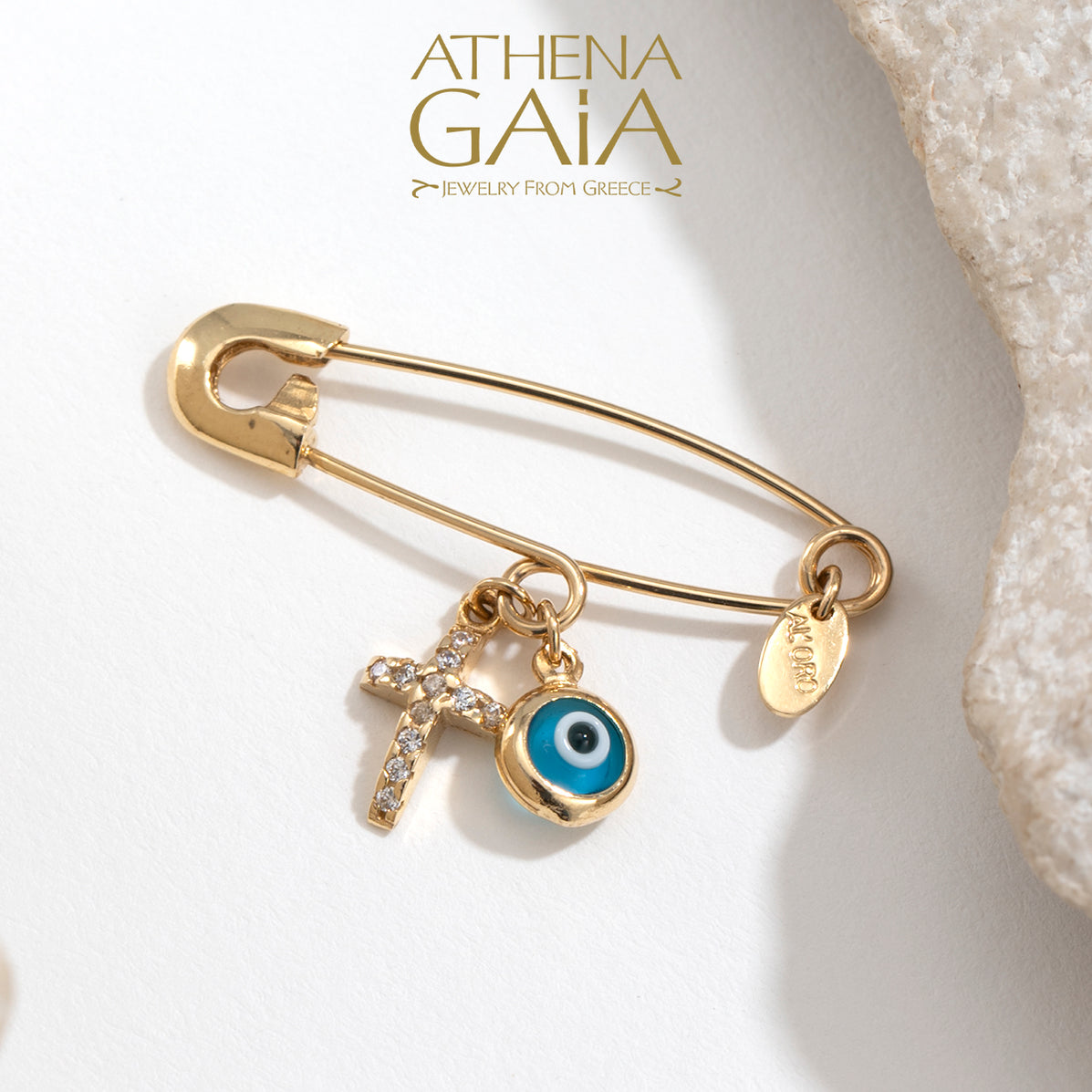 Mati and Mini Cross Filakto/Phylactery/Martyrika Pin — Athena Gaia