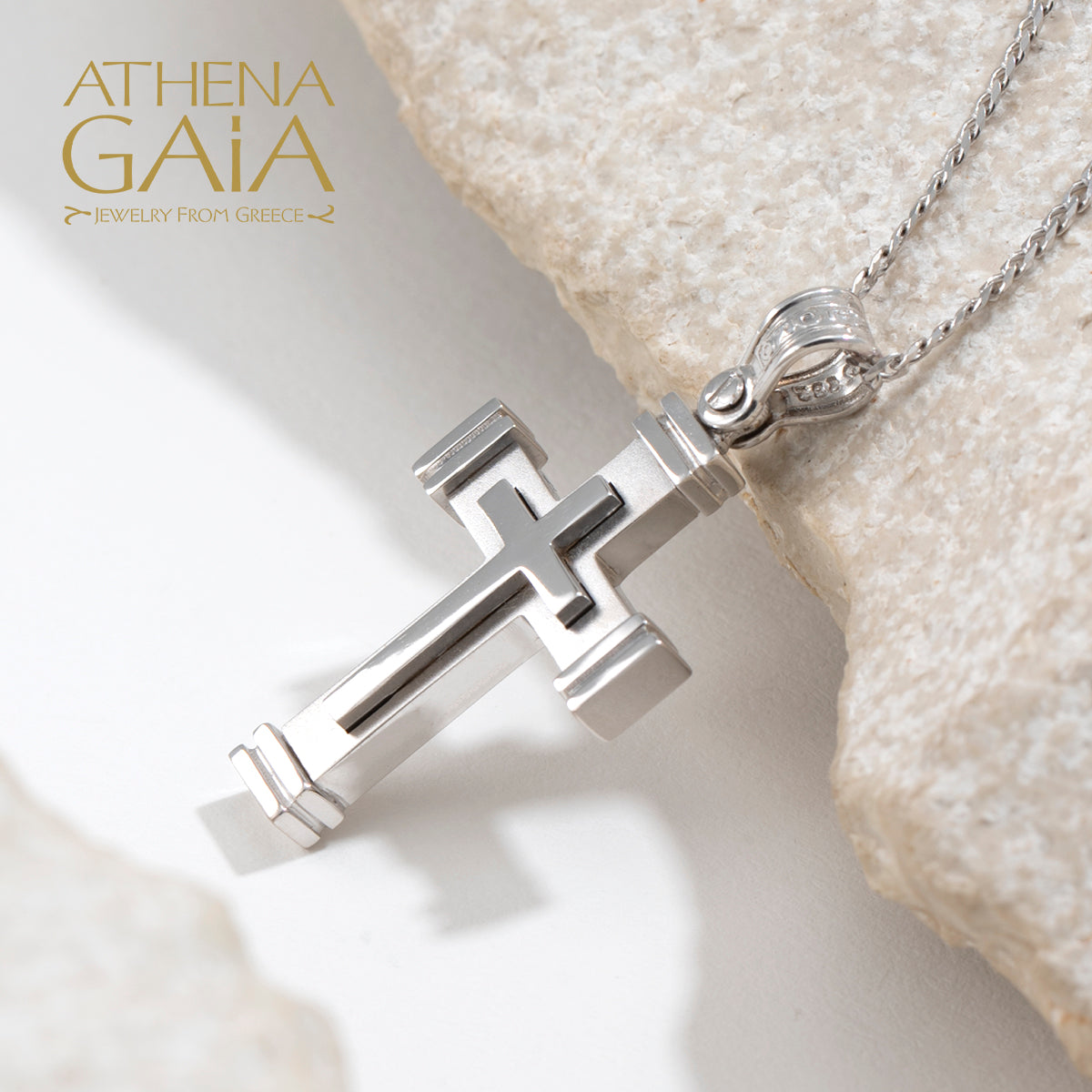 Double Block Western Cross - 14k Gold - Latin Cross — Athena Gaia