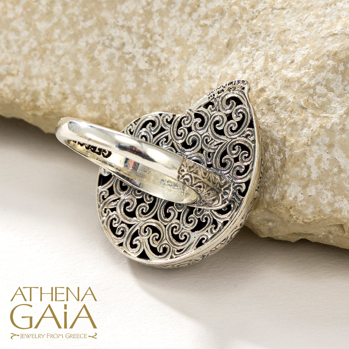 Thalassa Sea Snail Ring with Stone by Gerochristo — Athena Gaia