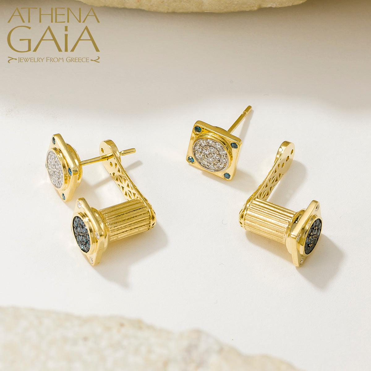 Doric Cap Pillar Earrings - 18k Gold Earrings - Post Earrings — Athena Gaia