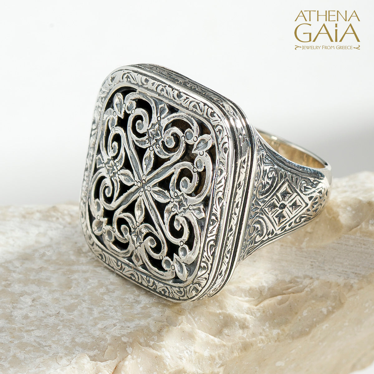 Garden Shadows Big Square Ring - Sterling Silver - Club Ring by ...