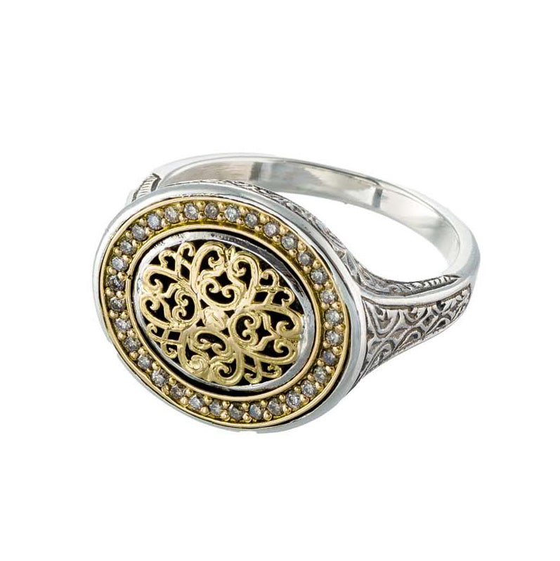 Kosmos Oval Ring - 18k Gold & Sterling Silver — Athena Gaia