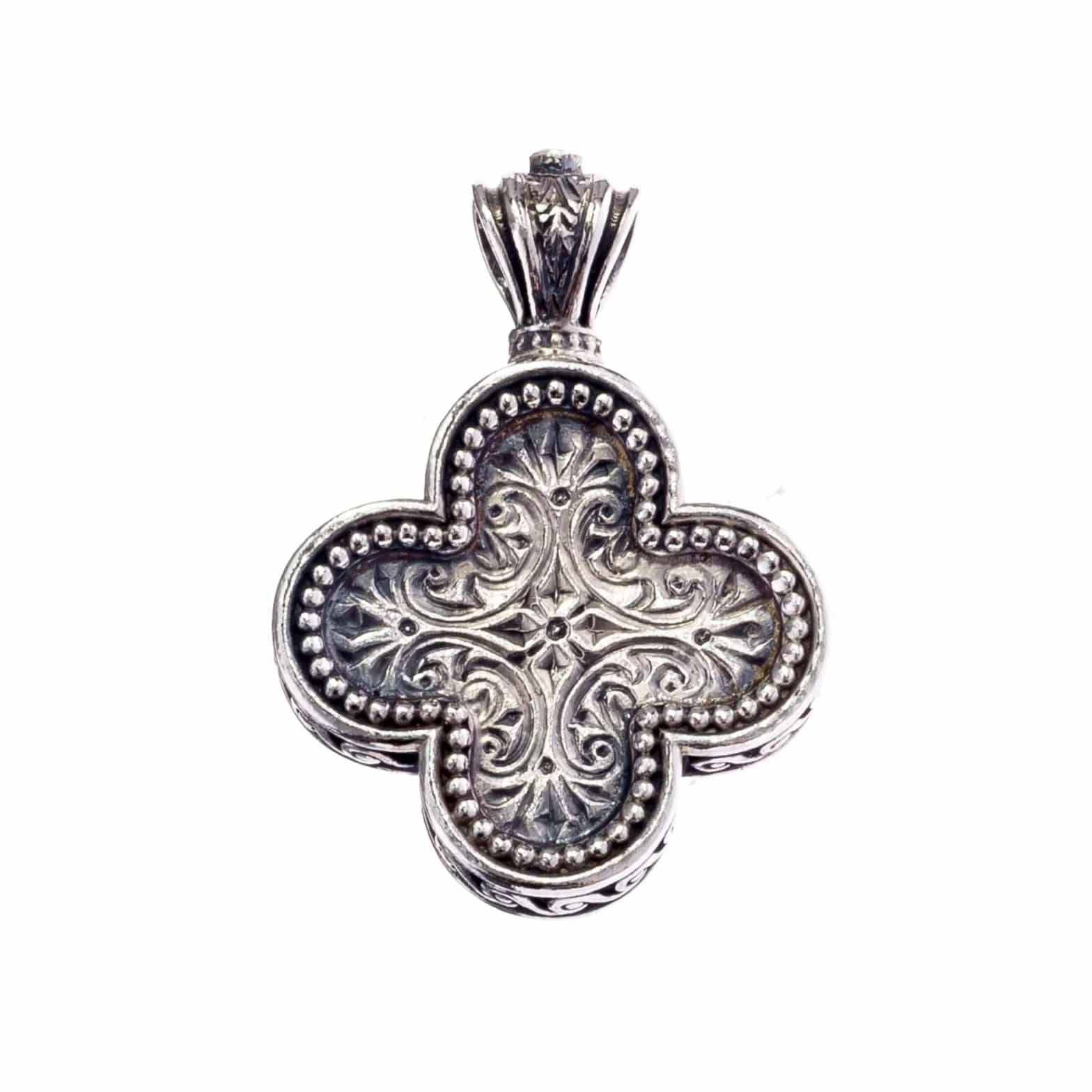 Etched Rounded Greek Cross - Sterling Silver - Orthodox Cross Necklace ...