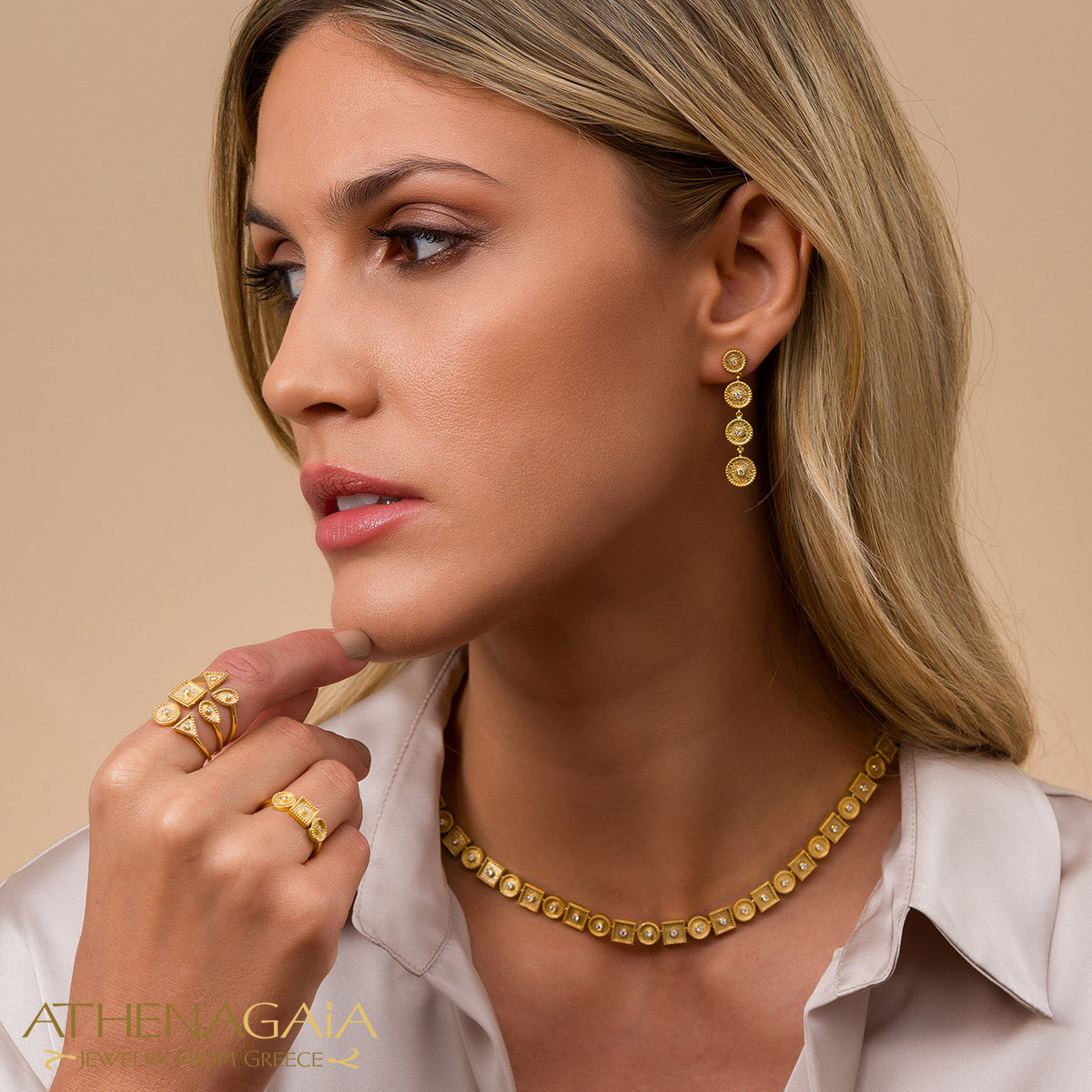 Kyklos Tetragono Geometric Necklace - 18k Gold Necklace — Athena Gaia