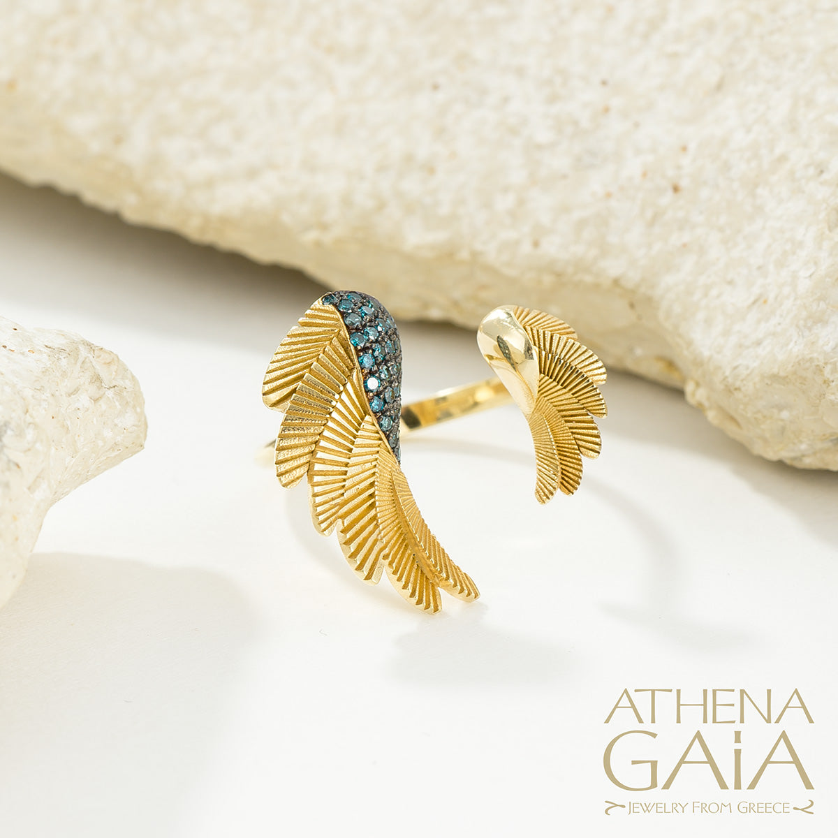 Icarus Wings with Gemstones Ring — Athena Gaia
