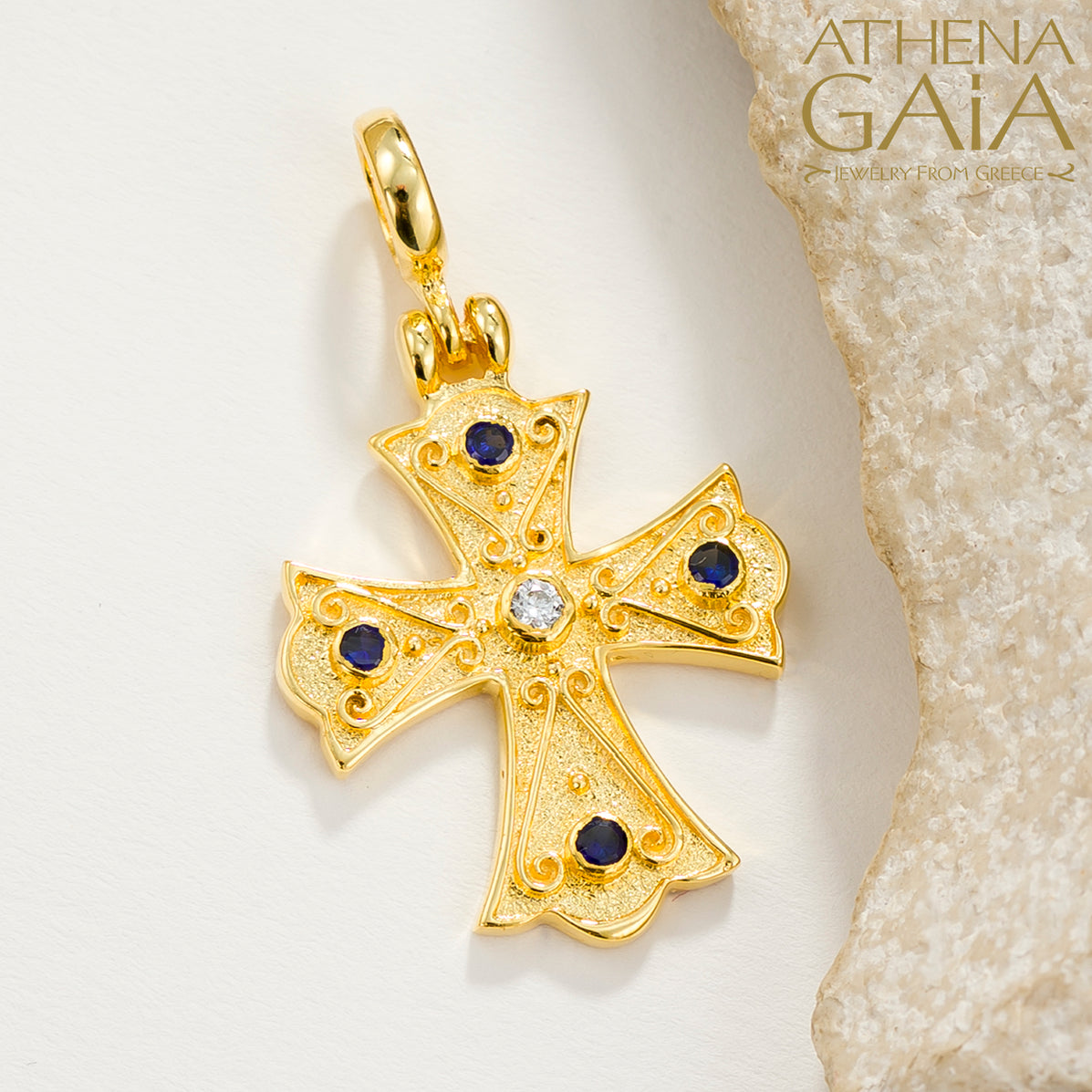 Flared Cross (Large) - 18k Gold - Byzantine Orthodox Cross — Athena Gaia