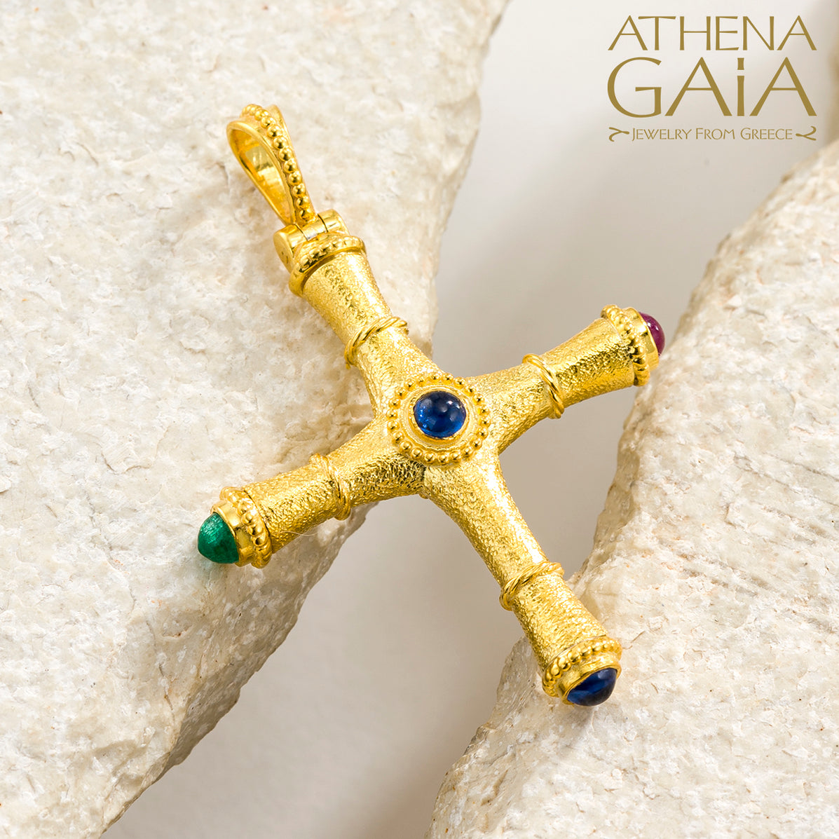 Rhodes Latin Cross (Small) - 18k Gold - Byzantine Cross — Athena Gaia