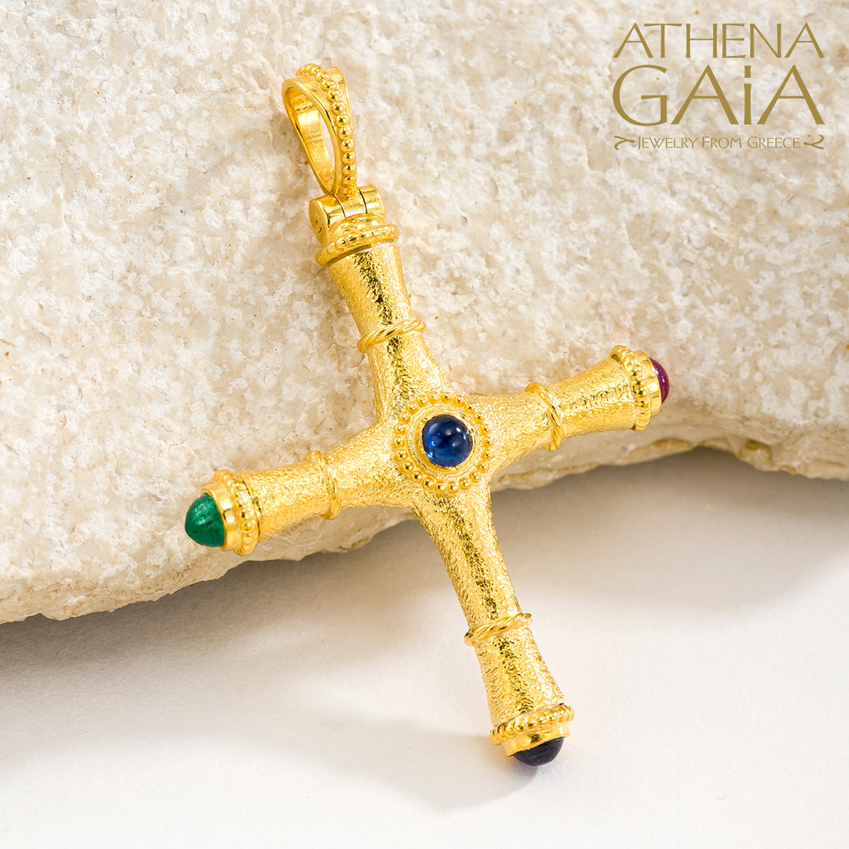Rhodes Latin Cross (Small) - 18k Gold - Byzantine Cross — Athena Gaia