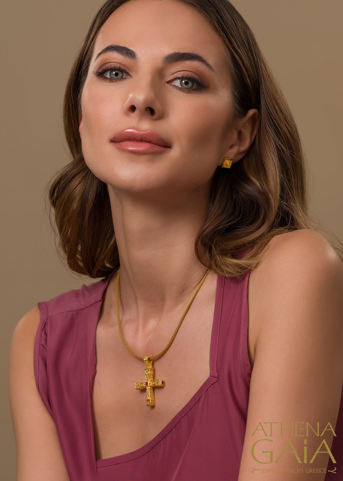 Byzantine Embroidery Pillars Filigree Cross — Athena Gaia