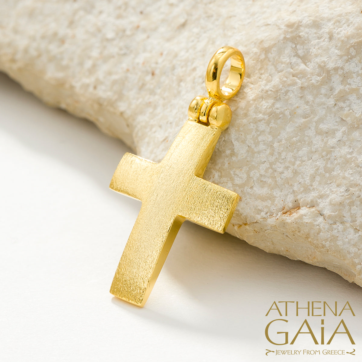 Brushed Cross - 18k Gold - Latin Orthodox Cross — Athena Gaia