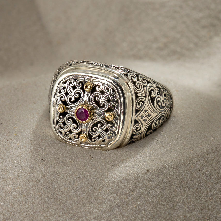 Mediterranean Astraea Band Ring - 18k Gold & Sterling Silver Ring ...