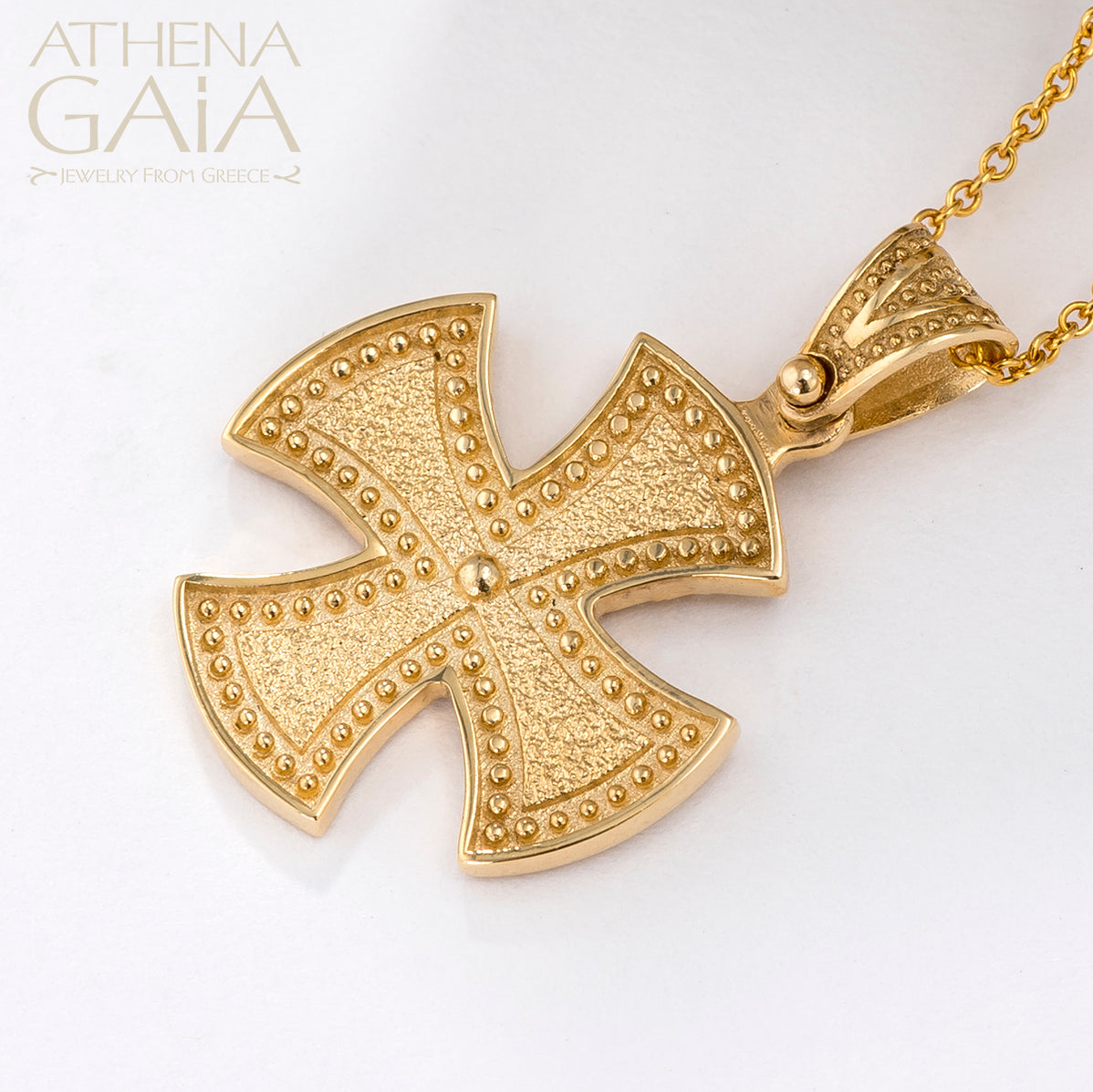 Beaded Maltese Cross - 14k Gold - Greek Cross — Athena Gaia