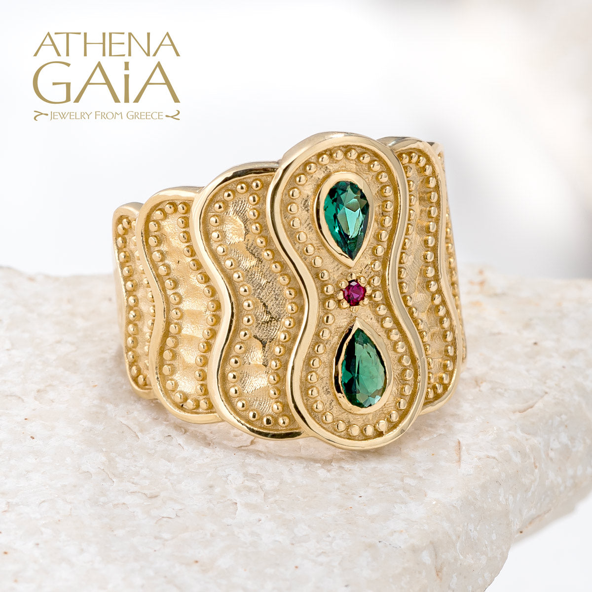 14k Gold Wave Ring - 14k Gold Ring - Cocktail Ring — Athena Gaia