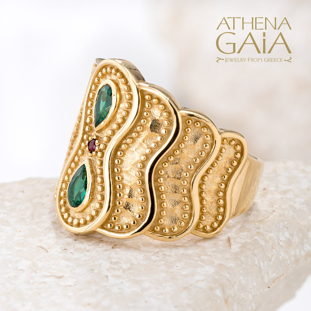 14k Gold Wave Ring - 14k Gold Ring - Cocktail Ring — Athena Gaia