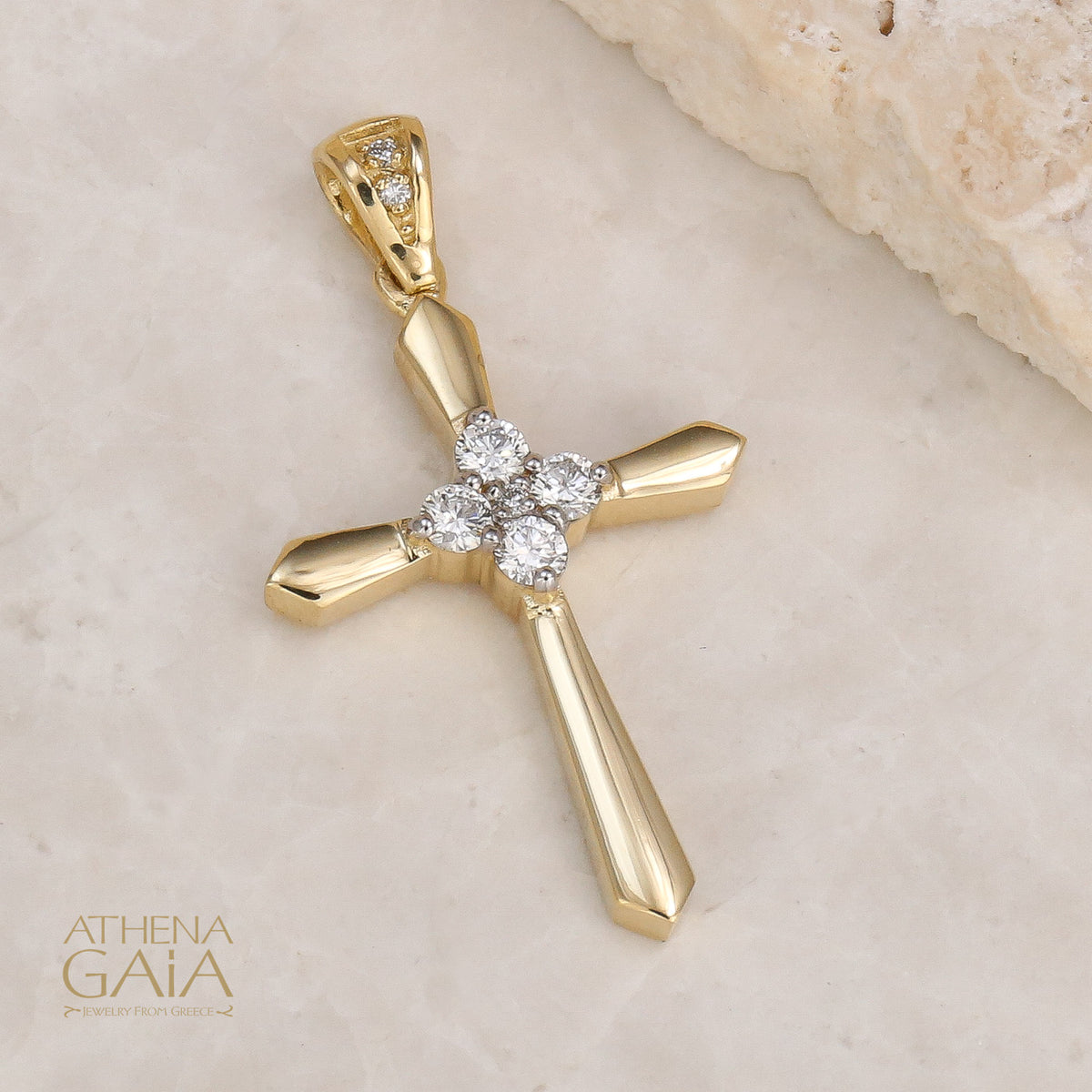 Expanding Latin Cross - 14k Gold - Orthodox Baptismal Cross — Athena Gaia