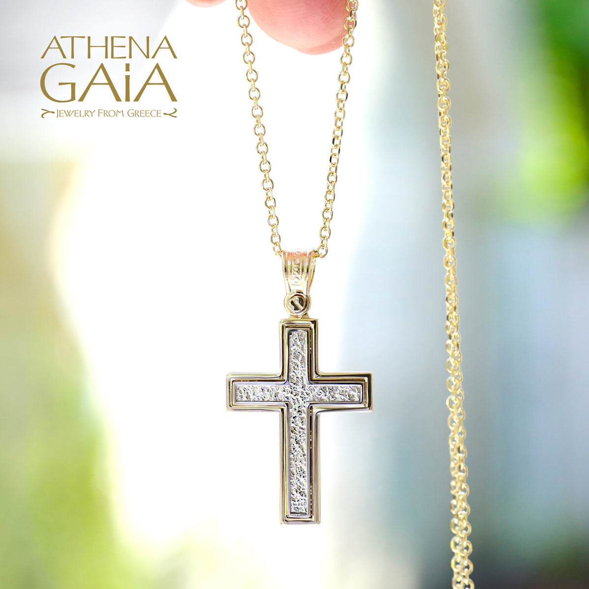Rock Face Two-Toned Latin Cross — Athena Gaia