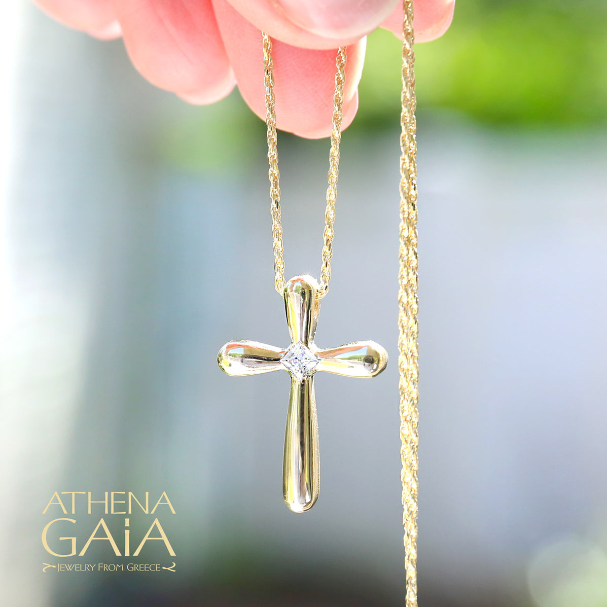 Hidden Bale Melting Cross - 14k Gold - Latin Cross — Athena Gaia
