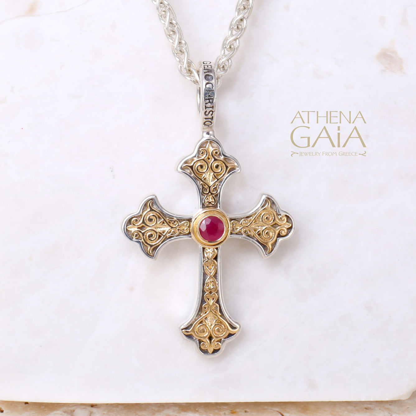 Aretousa Fleury Cross (Small) - 18k Gold & Sterling Silver - Orthodox ...