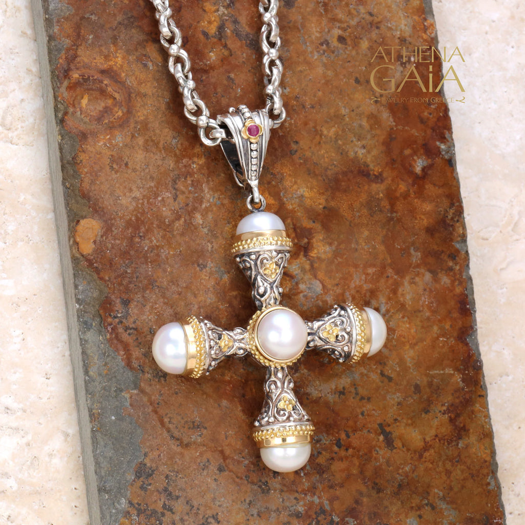 Gerochristo Cross Pendants - Handmade Greek Silver & Gold Byzantine ...