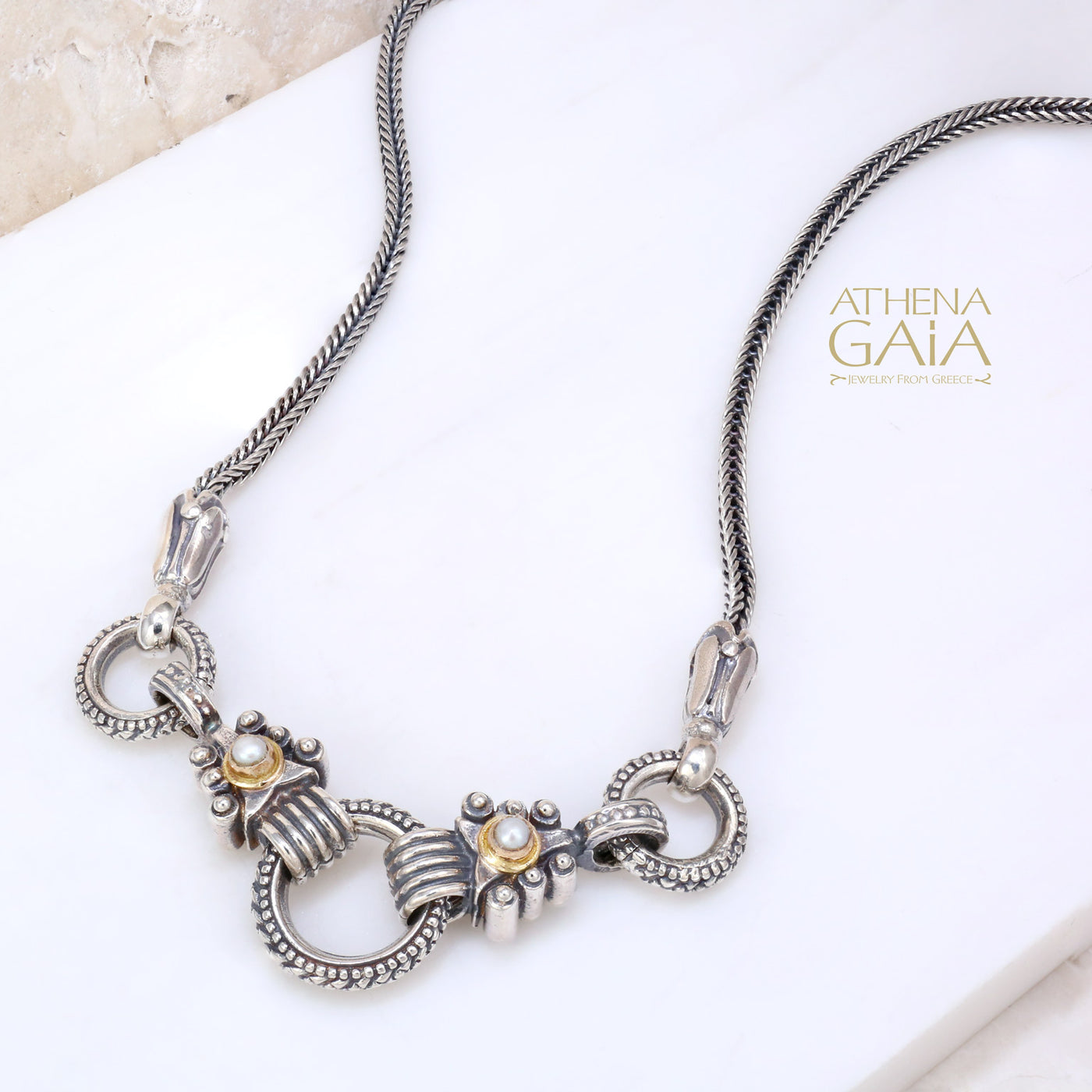 Stone Arrow Charm Greek Link Pendant Chain — Athena Gaia