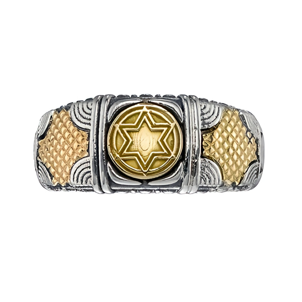 Star of David Woven Ring - 18k Gold & Sterling Silver - Signet Ring by ...