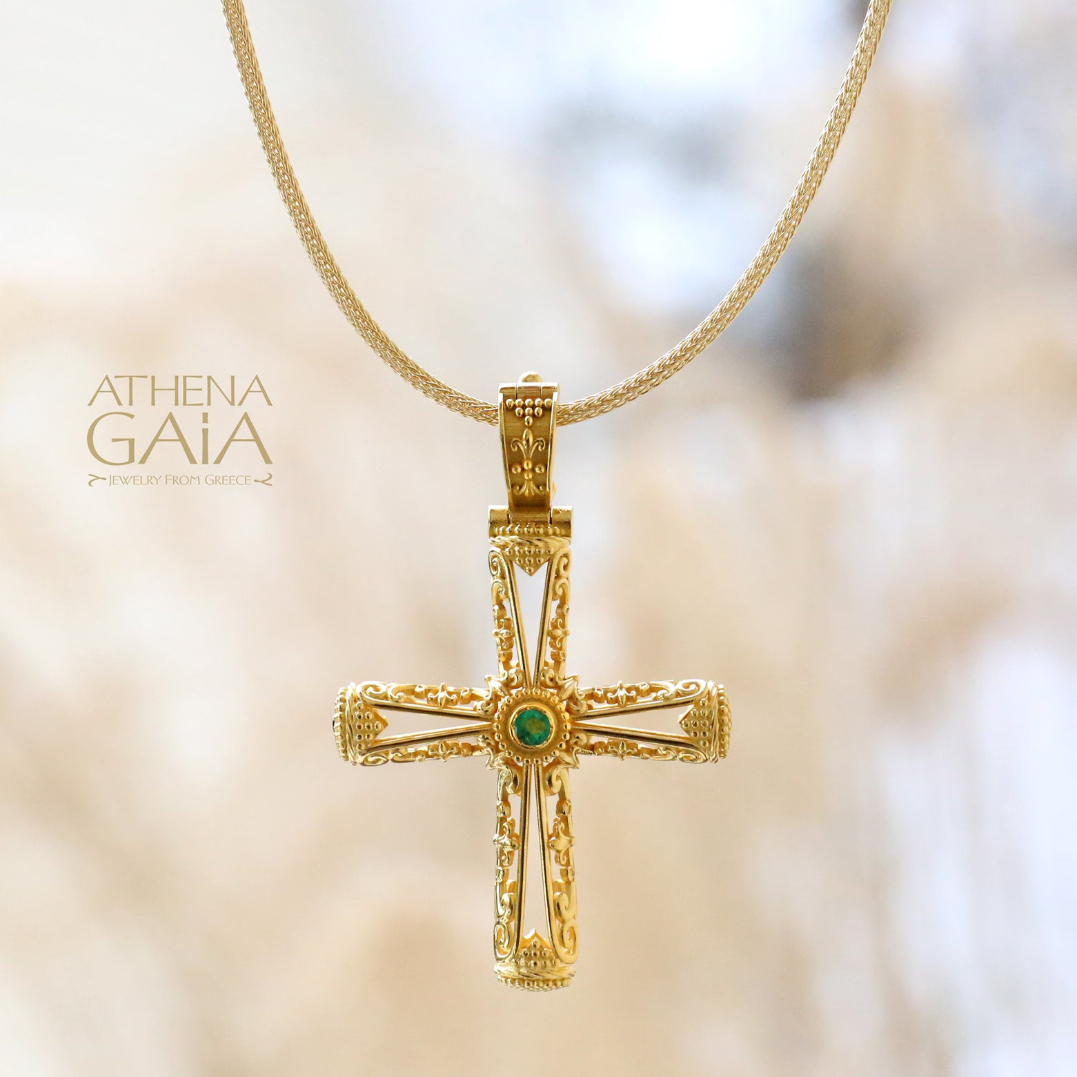 Filigree Orthodox Cross (Large) - 18k Gold - Byzantine Cross — Athena Gaia