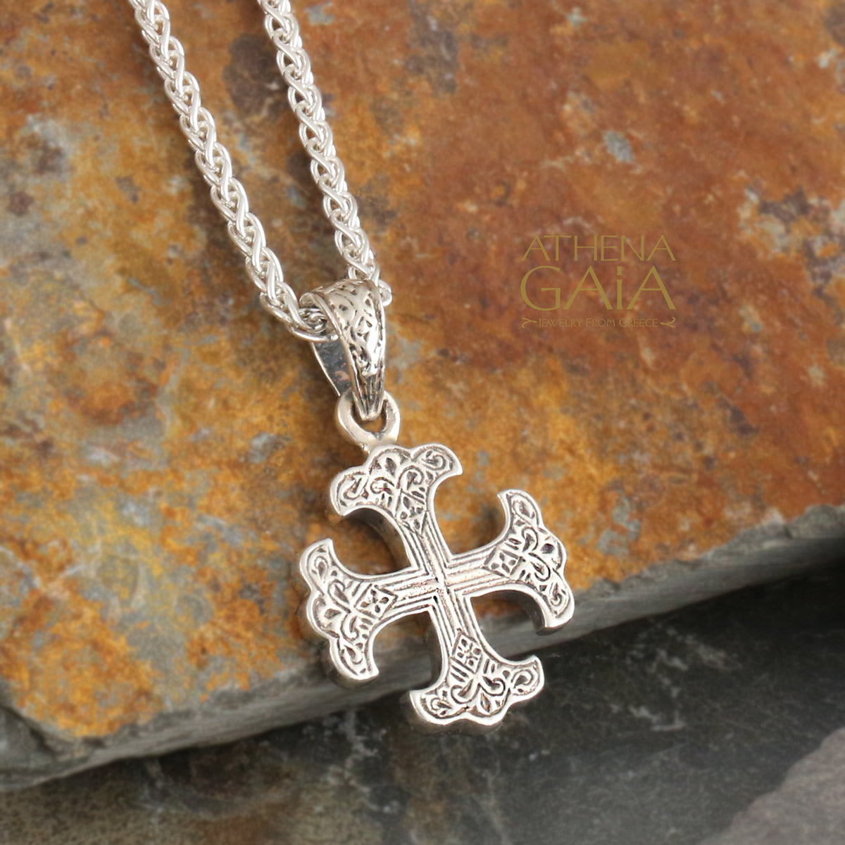 Classic Fleury Cross (Small) - Sterling Silver - Greek Cross — Athena Gaia