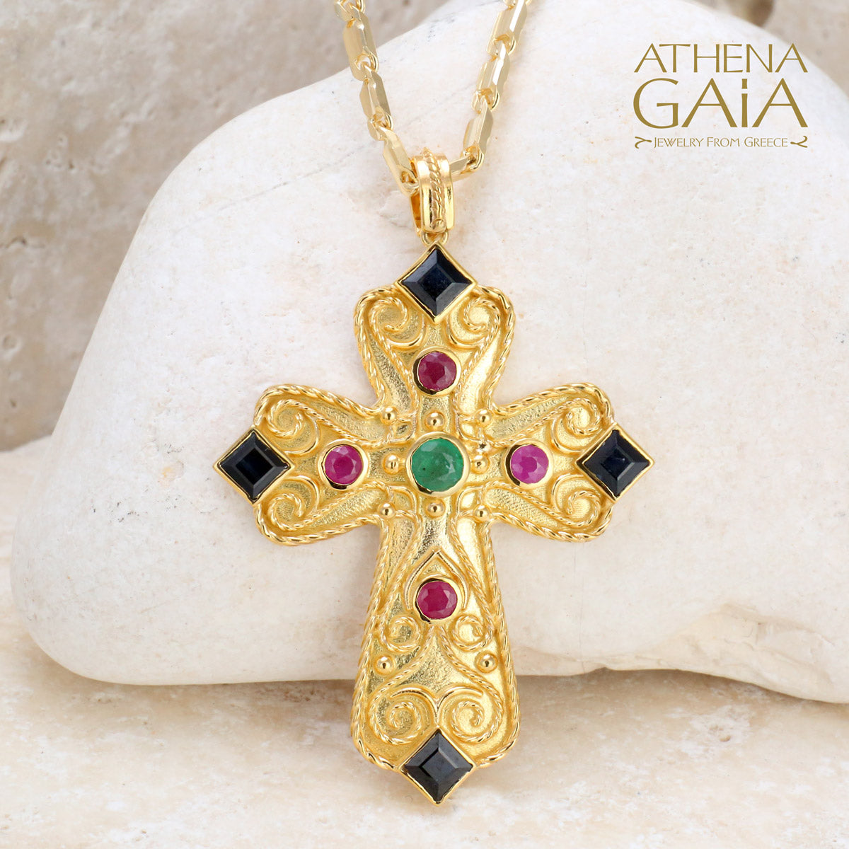 Regal Mia Prosopa Byzantine Flared Cross — Athena Gaia