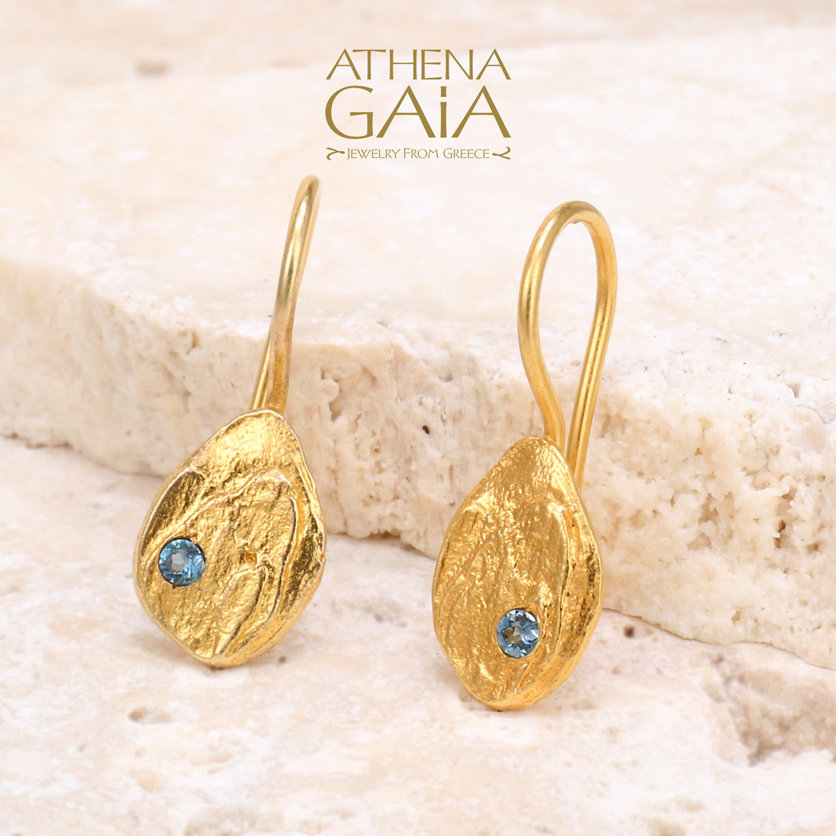 Topaz Pebble Drop Earrings - Gold Plated & Sterling Silver Earrings — Athena Gaia