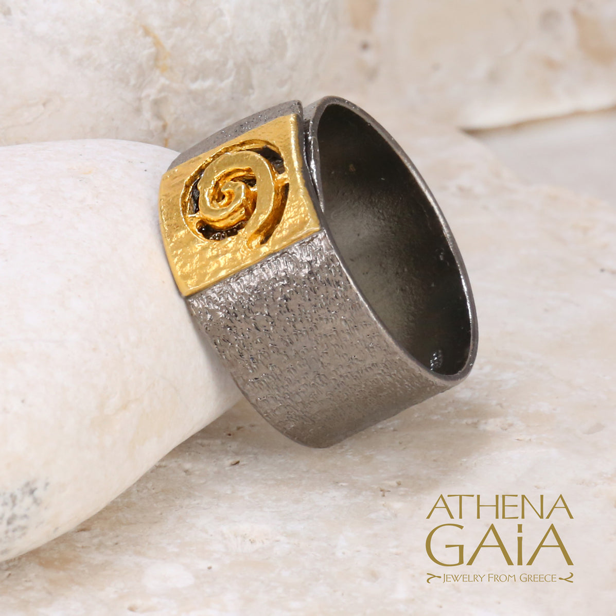 Greek Spiral Ring - Gold Plated Sterling Silver Ring — Athena Gaia