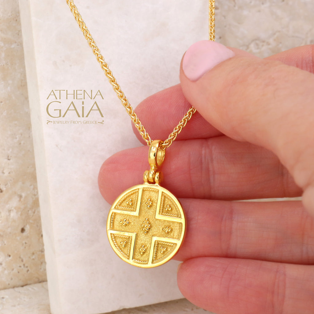 Byzantine Embroidery Silver Solid Cross — Athena Gaia