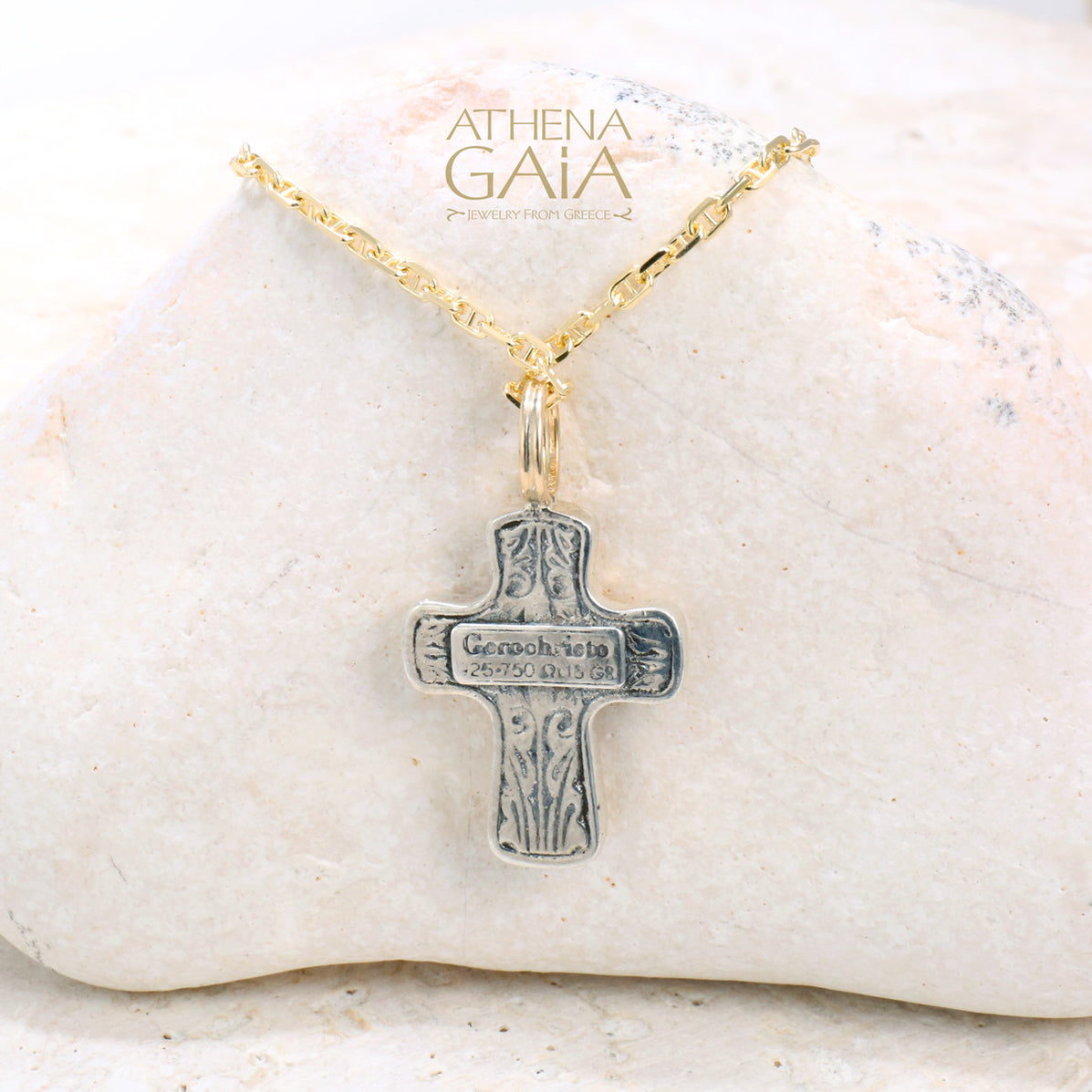 ICXC Crucifix Latin Cross - 18k Gold and Sterling Silver - Cross Neckl ...