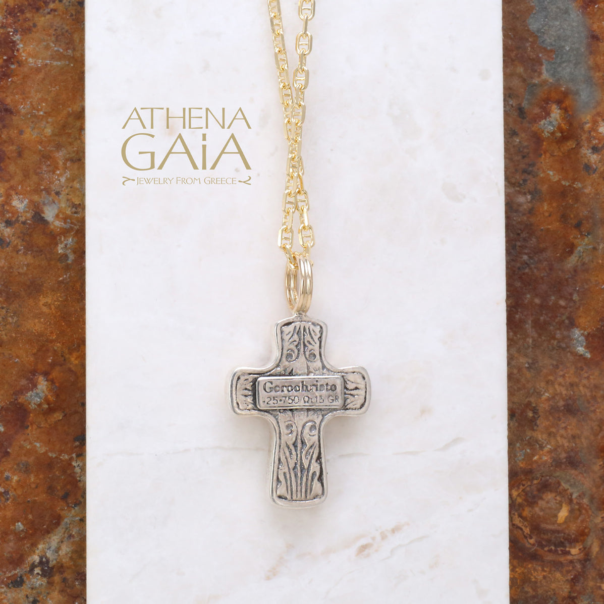 ICXC Crucifix Latin Cross - 18k Gold and Sterling Silver - Cross Neckl ...