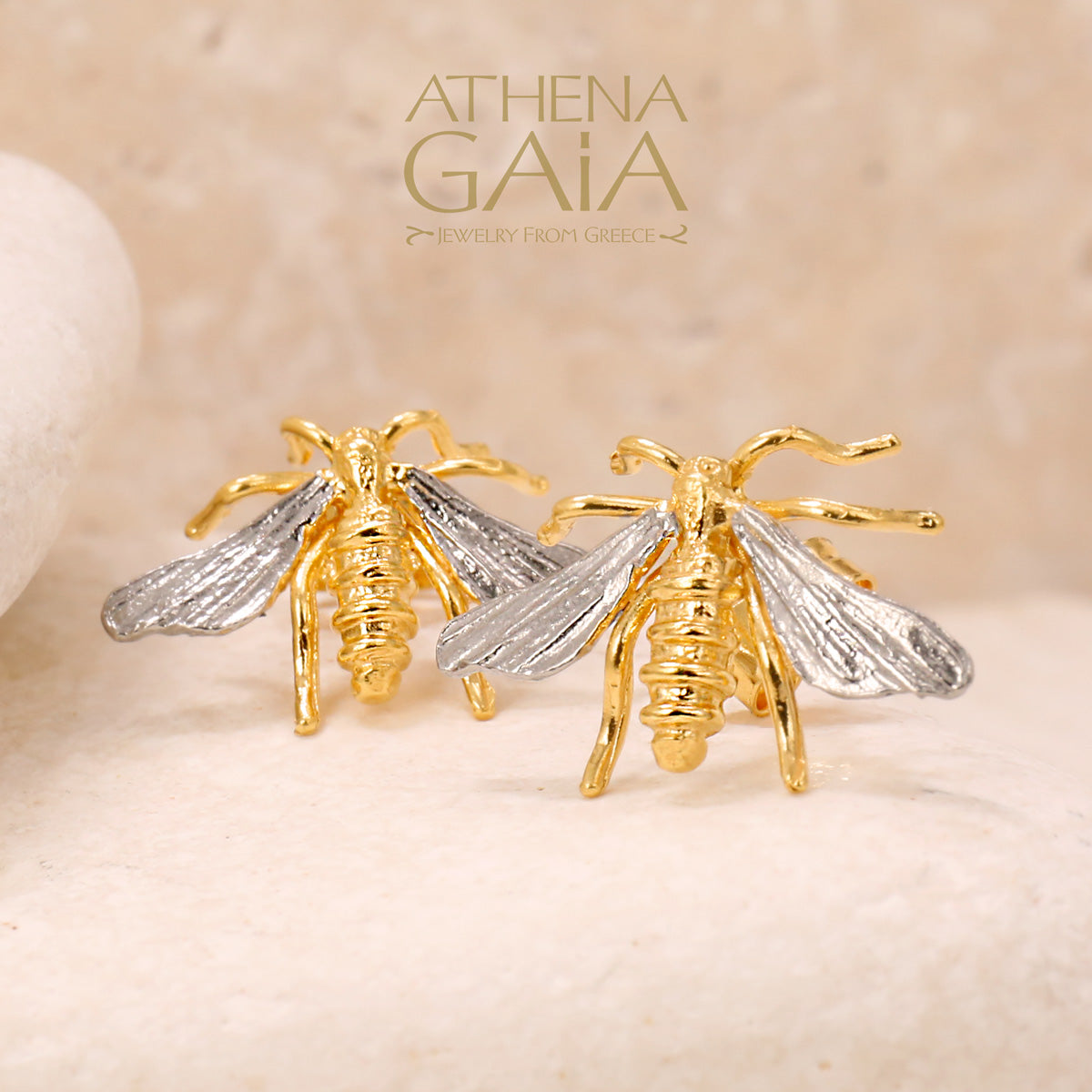 Sweet Honey Bee Post Earrings (Medium) — Athena Gaia