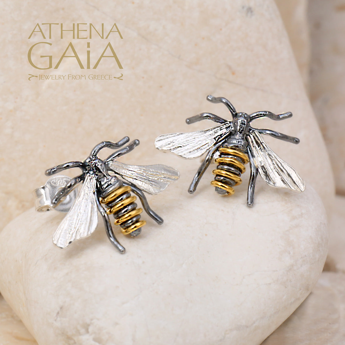 Faithful Honey Bee Post Earrings — Athena Gaia