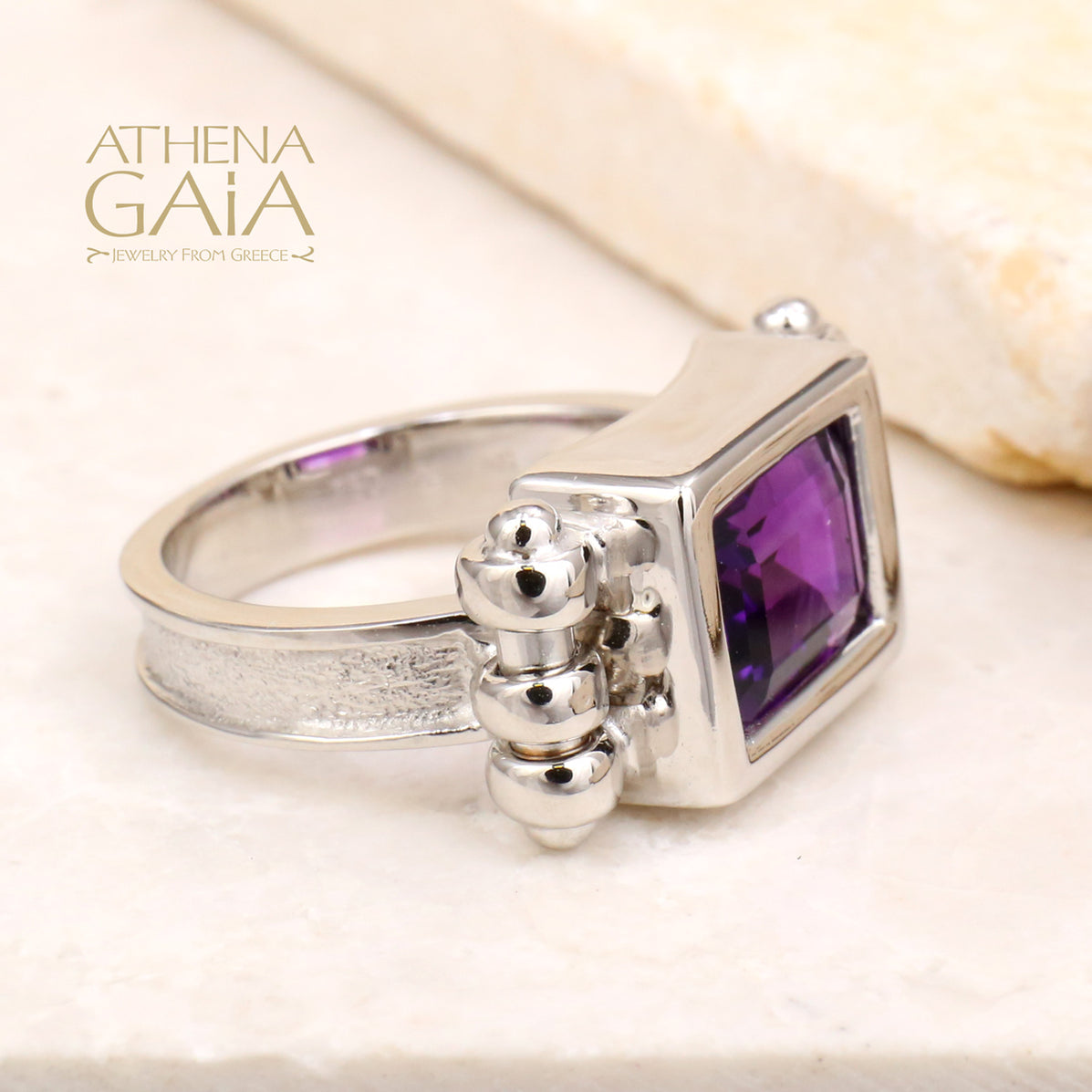 Shadow and Light Amethyst Ring - 18k Gold Ring - Cocktail Ring — Athena ...