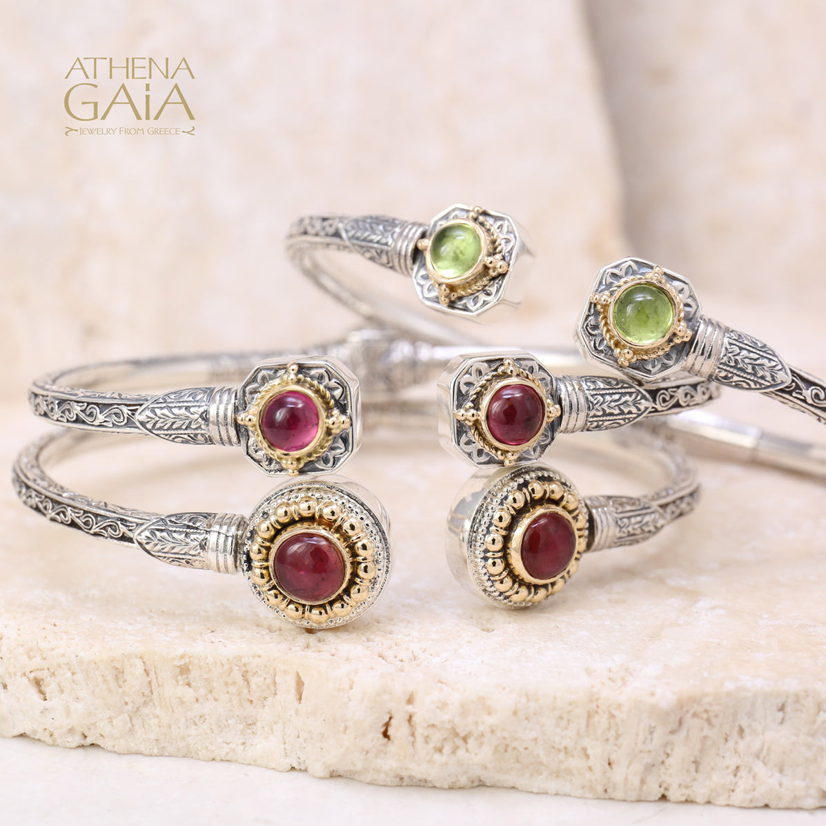 Color Fountain Large Face Circular Hinge Open Bracelet — Athena Gaia