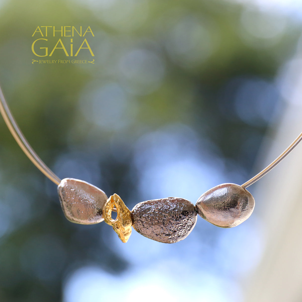 Conch Shell and Triple Pebble Necklace - Gold Plated & Sterling Silver ...