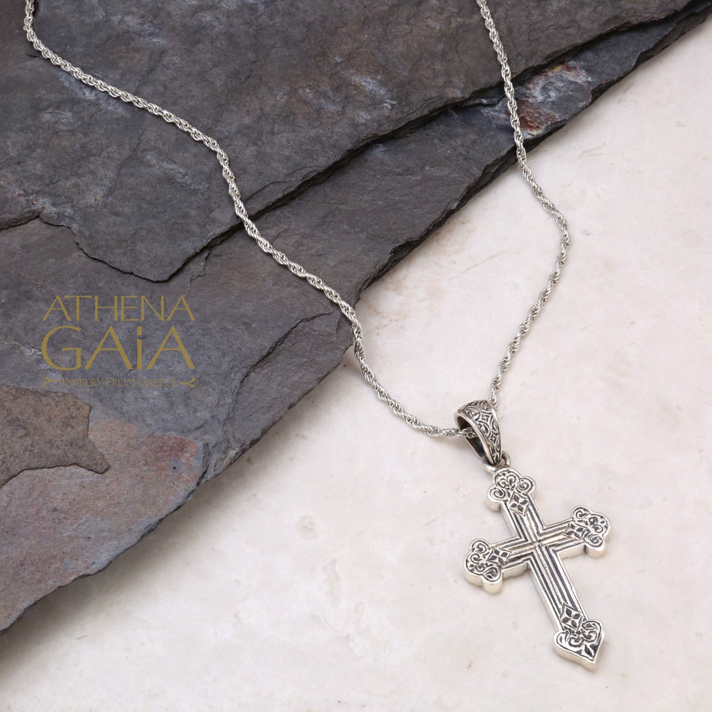 Silver Orthodox Cross — Athena Gaia