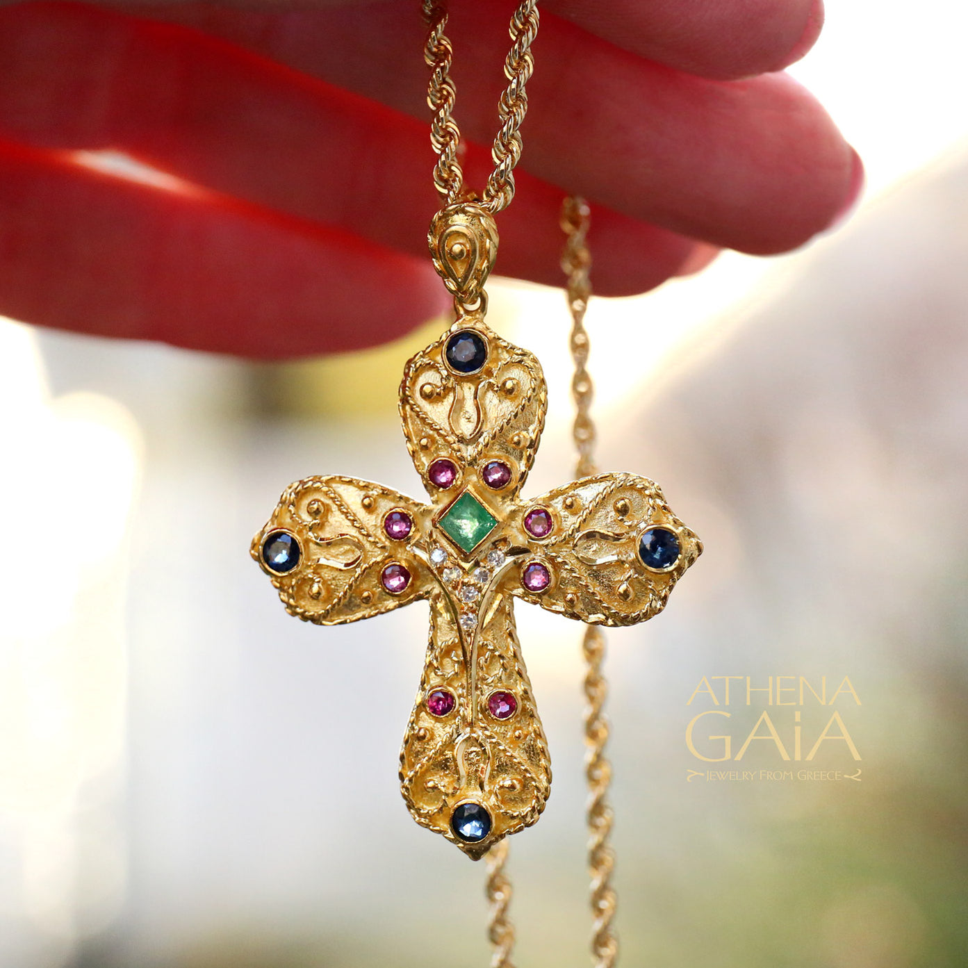 Regal Cross - 18k Gold - Flared Byzantine Cross — Athena Gaia