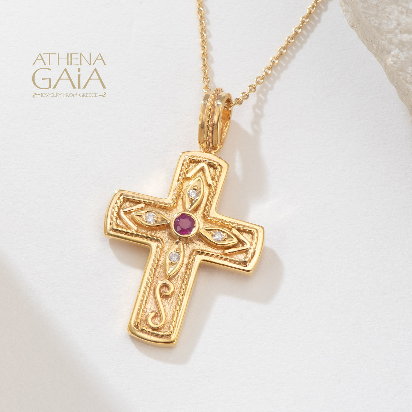 Imperial Diamond Burst Cross - 18k Gold - Byzantine Latin Cross ...