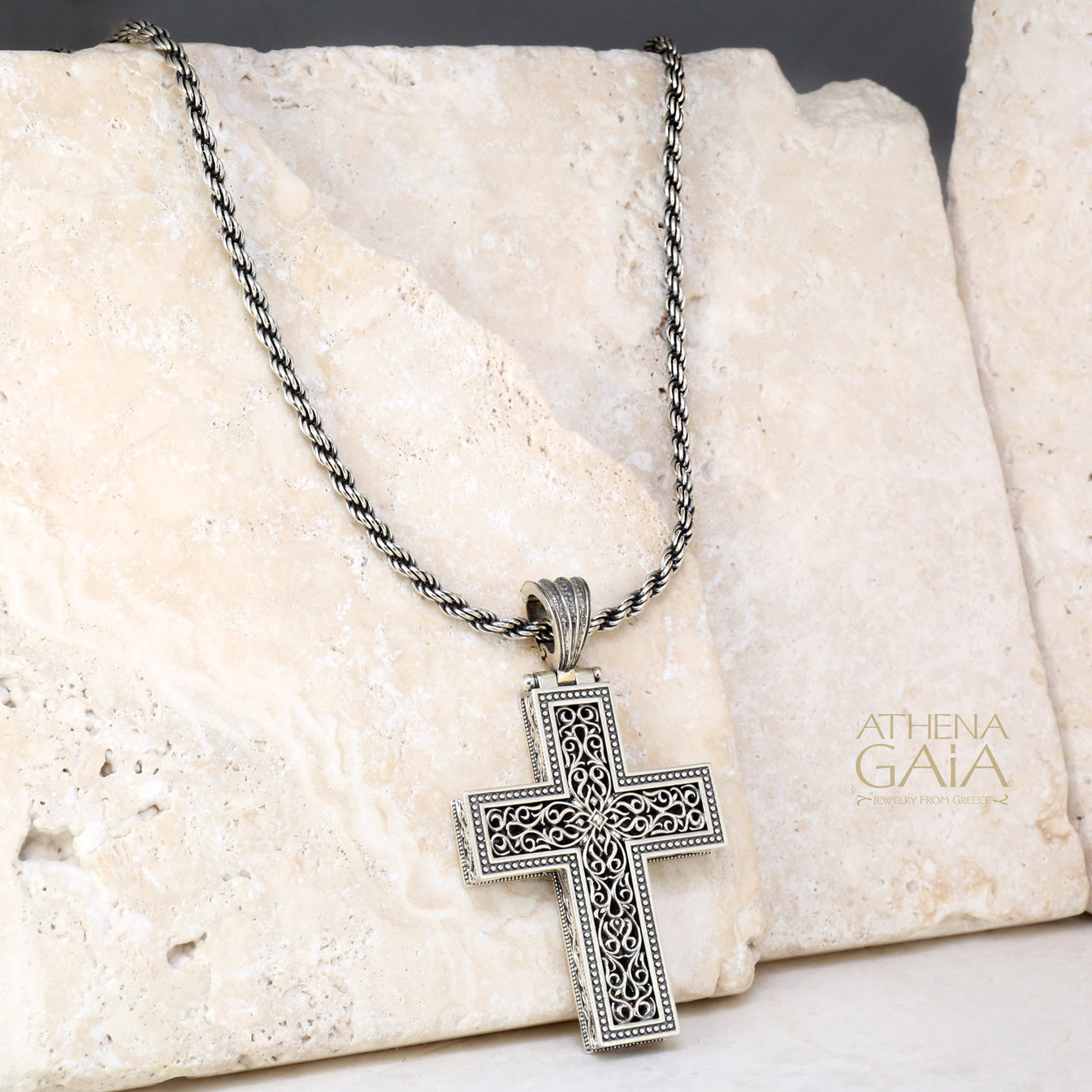 Filigree Cross (Large) - Sterling Silver - Latin Cross — Athena Gaia