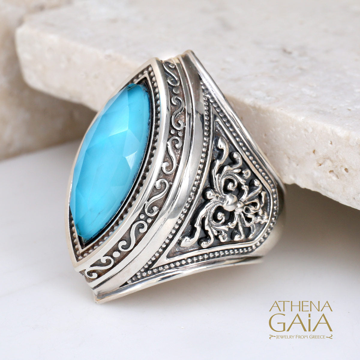 Byzantine Marquis Fountain Ring by Yianni — Athena Gaia