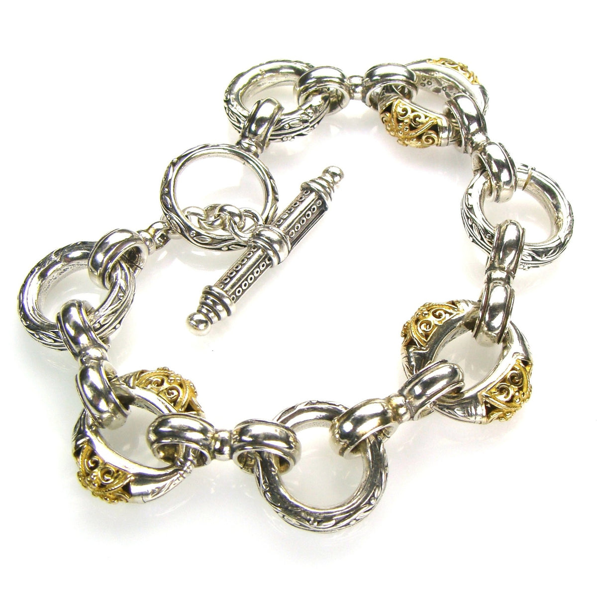 Zelda Triple Station - 18k Gold and Sterling Silver - Empty Charm Brac ...