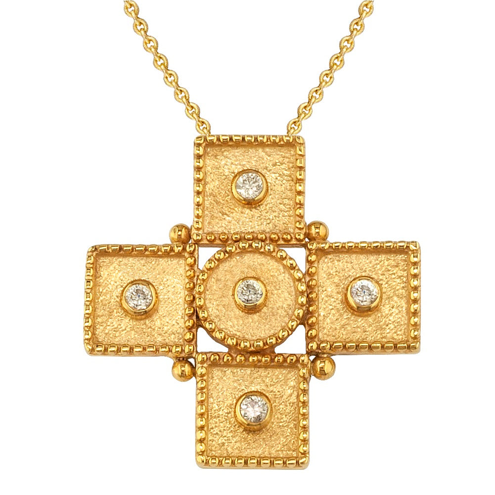 Geometric Squares Cross - 18k Gold - Greek Cross — Athena Gaia